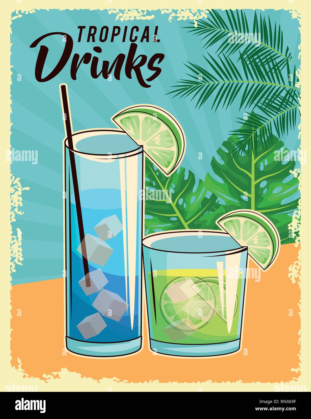 tropical cocktail poster Stock Vector Image & Art - Alamy