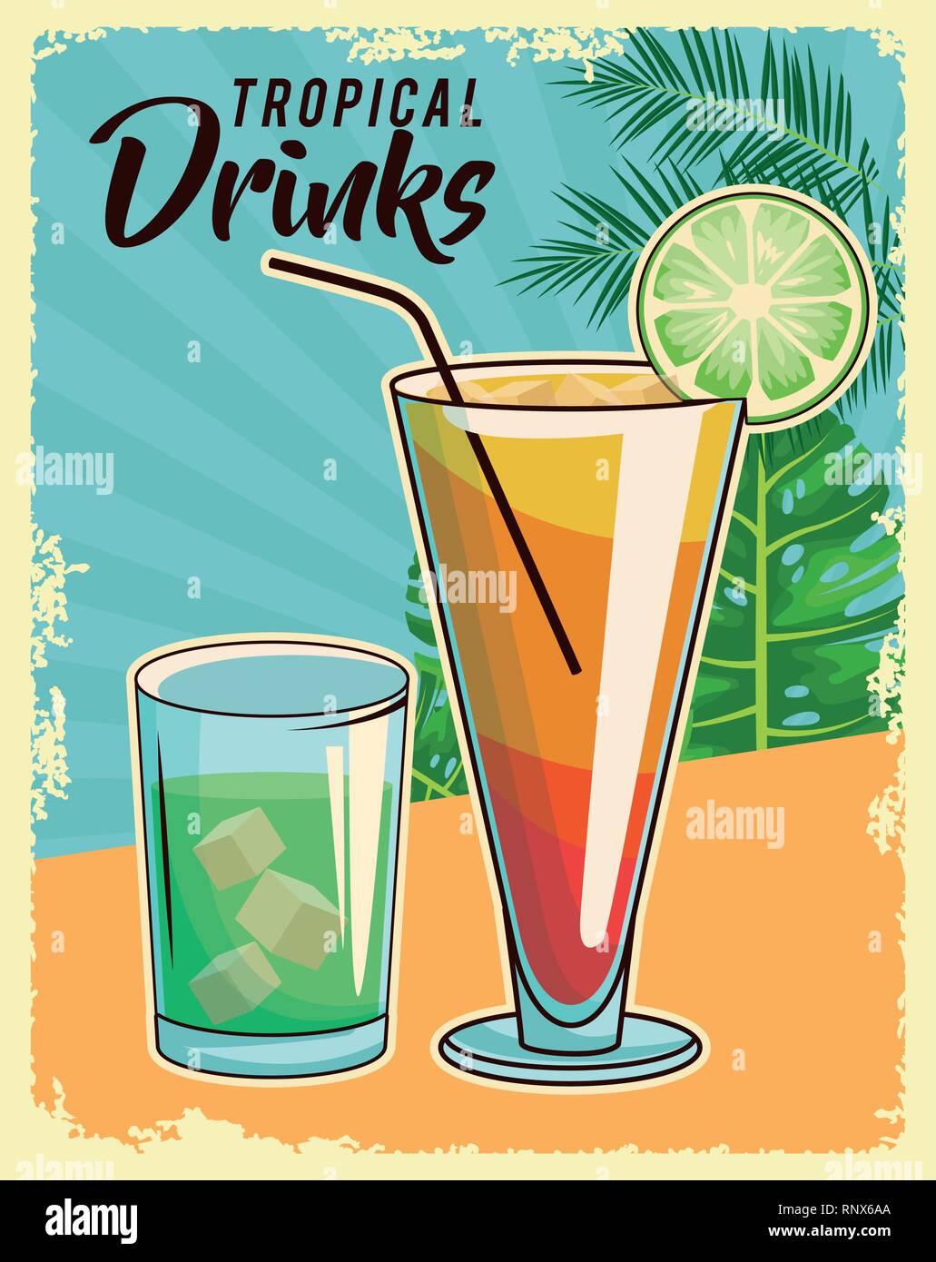 tropical cocktail poster Stock Vector Image & Art - Alamy