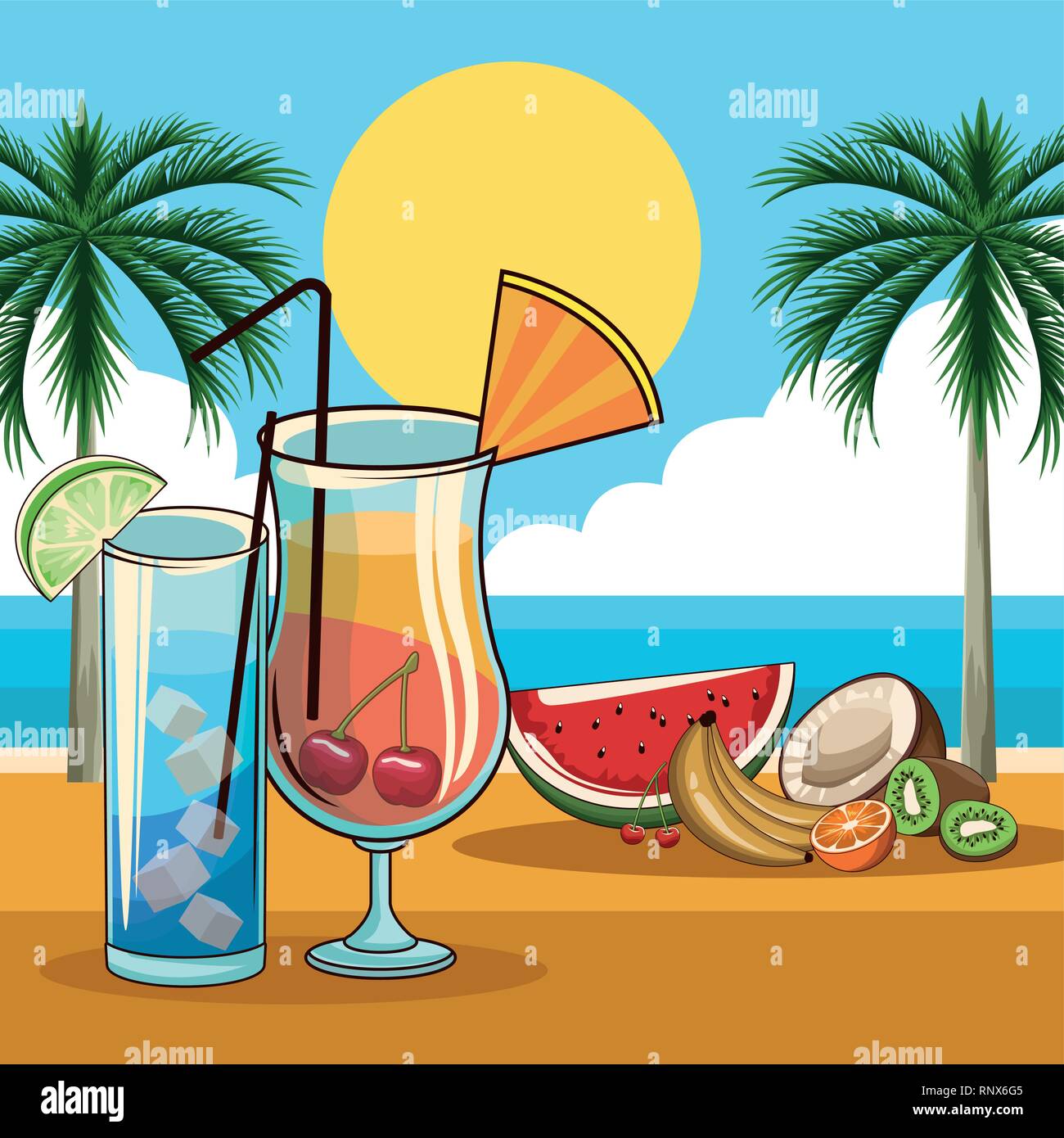 tropical cocktail drinks Stock Vector Image & Art - Alamy