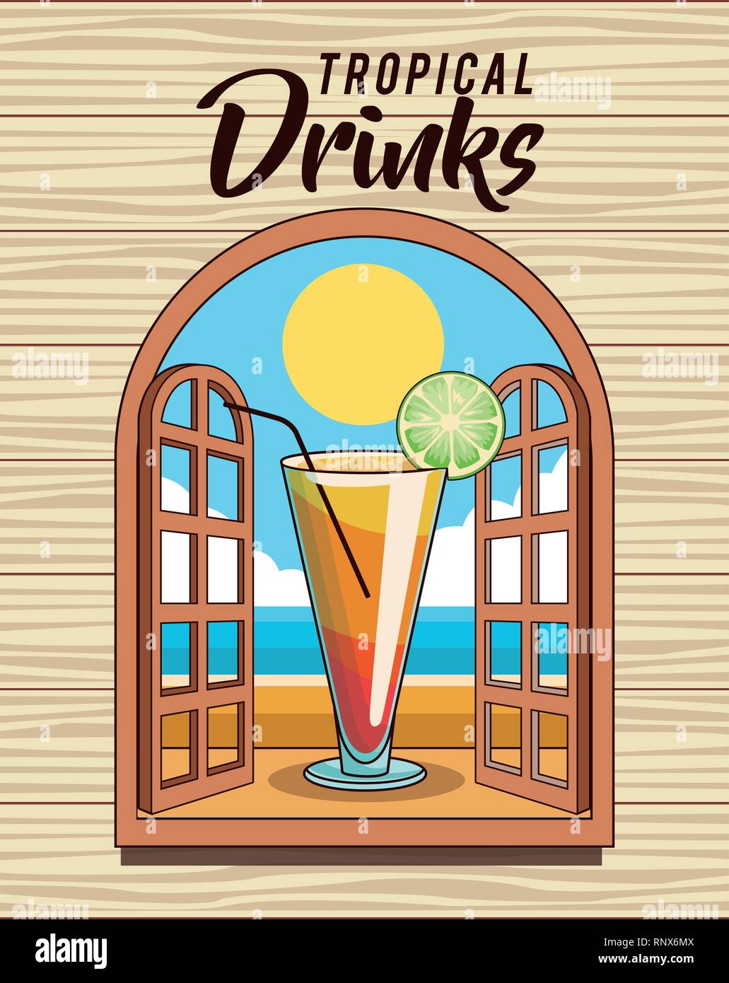 tropical cocktail drink poster Stock Vector Image & Art - Alamy