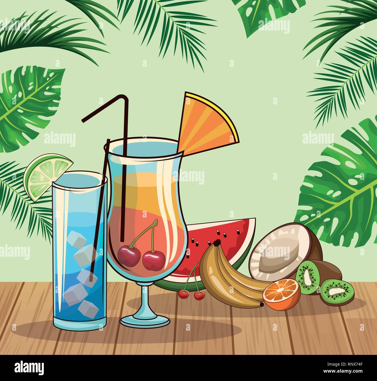 tropical cocktail drinks Stock Vector Image & Art - Alamy