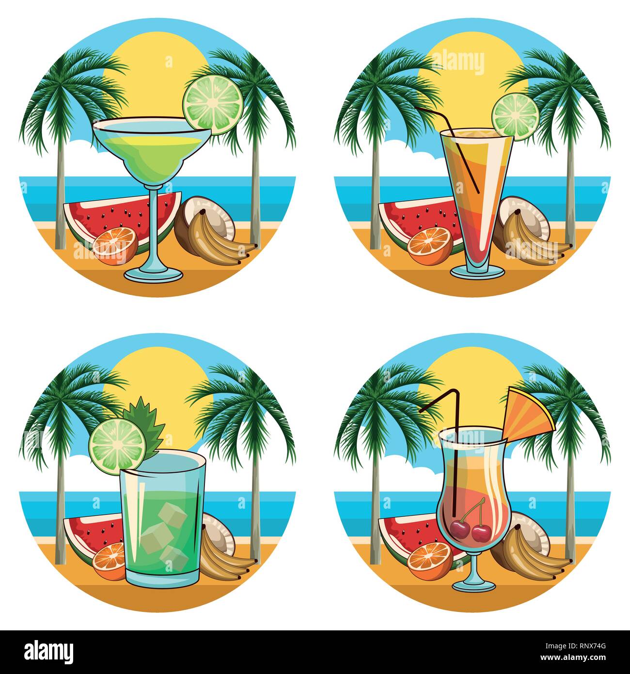 Set cocktails fruits tropical Stock Vector Images - Alamy