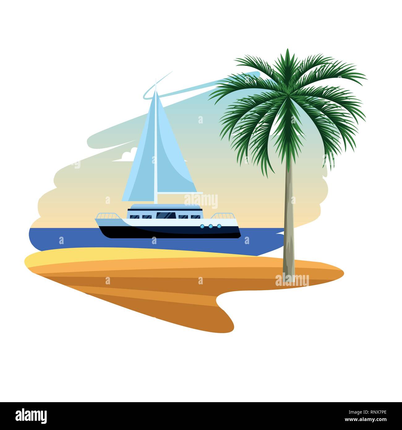 sailboat shore cartoon Stock Vector Image & Art - Alamy