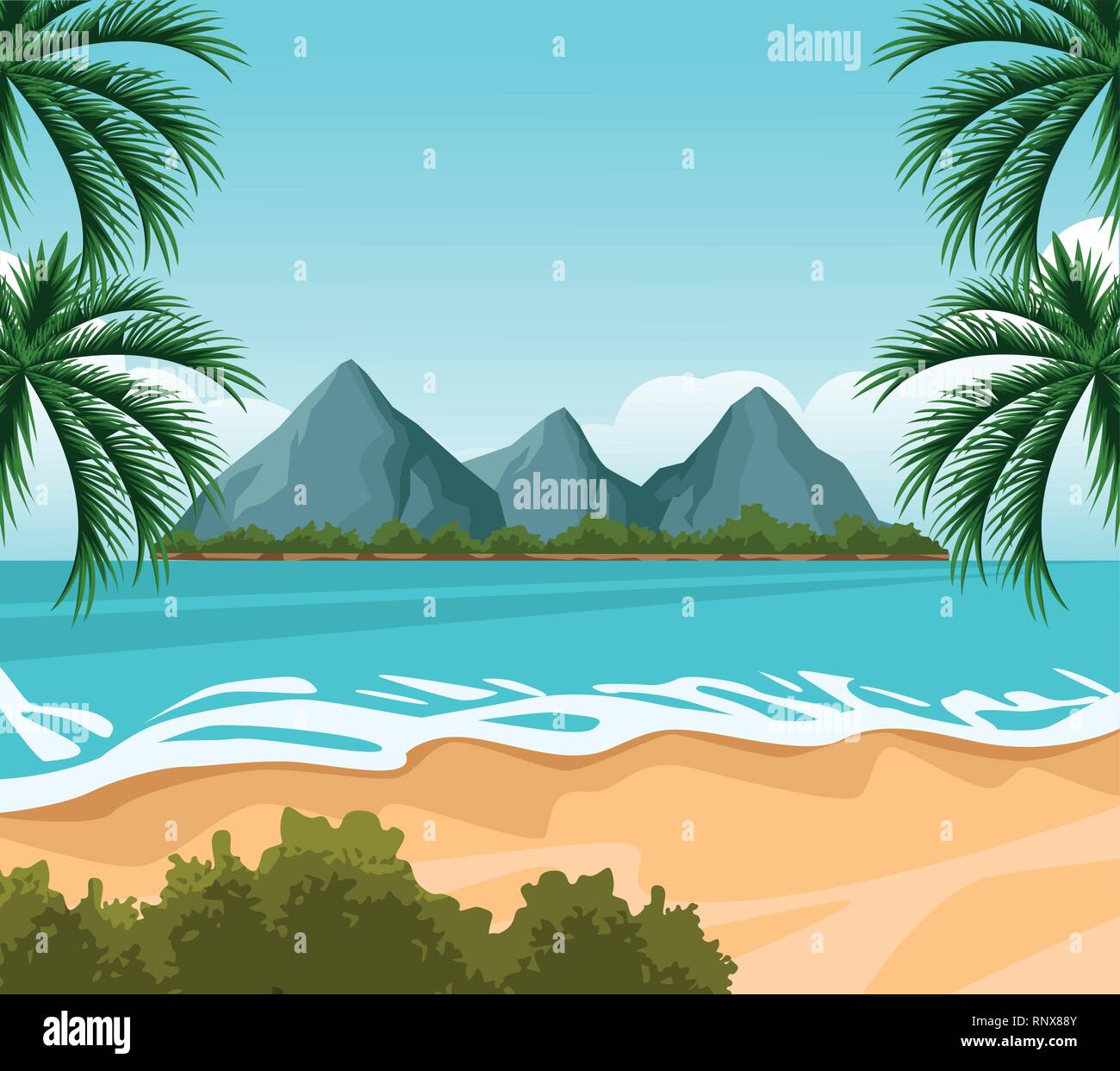 seashore landscape cartoon Stock Vector Image & Art - Alamy