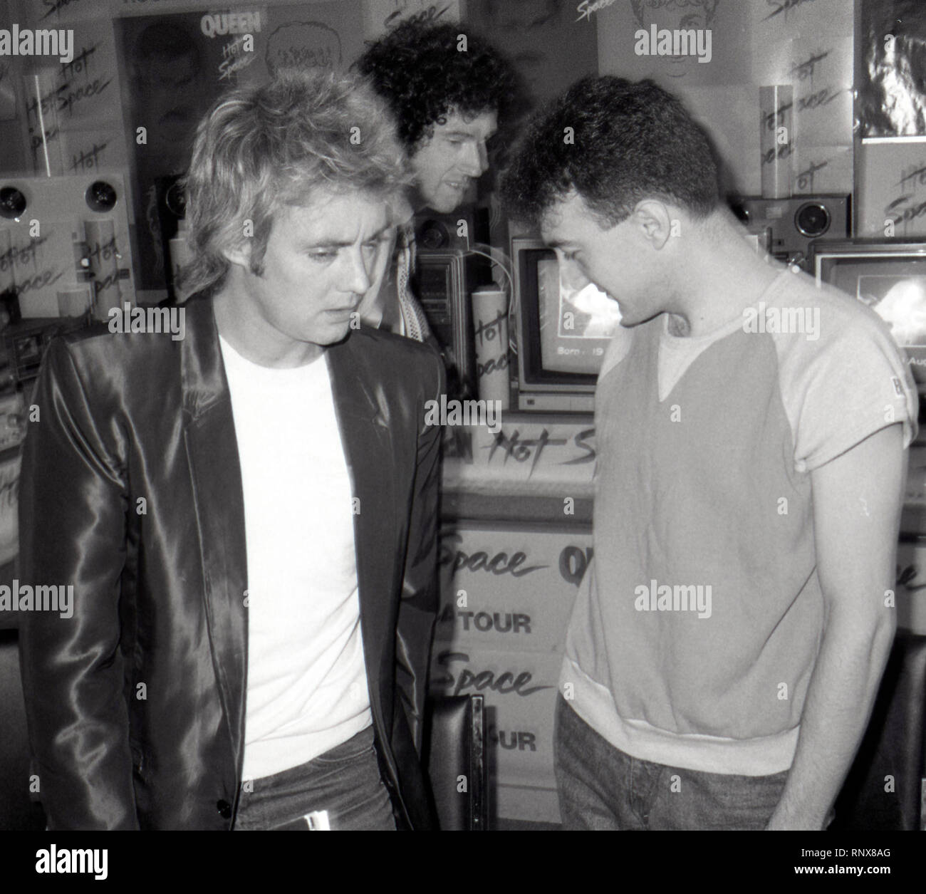 Roger Taylor, Brian May and John Deacon of Queen attend Queen Press ...