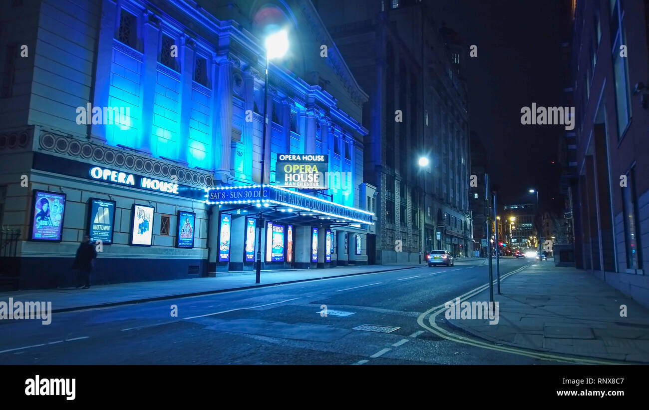 Opera House in Manchester by night - MANCHESTER / ENGLAND - JANUARY 1 ...