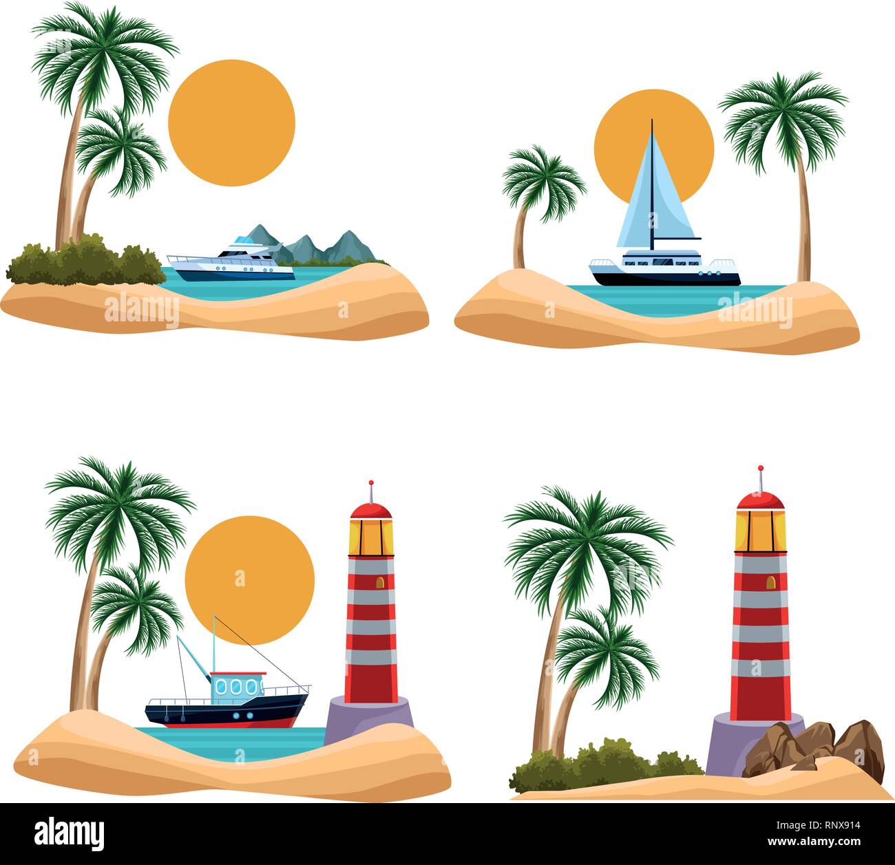 seashore landscape cartoon Stock Vector Image & Art - Alamy
