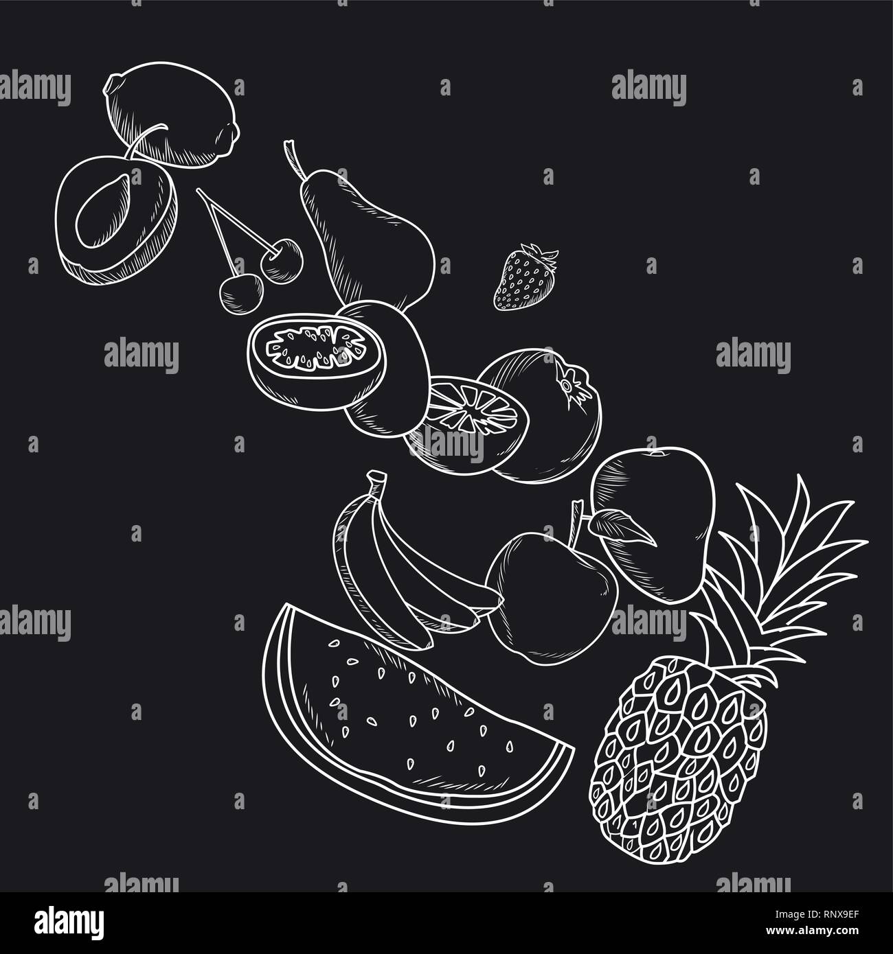 hand drawn fruits Stock Vector Image & Art - Alamy