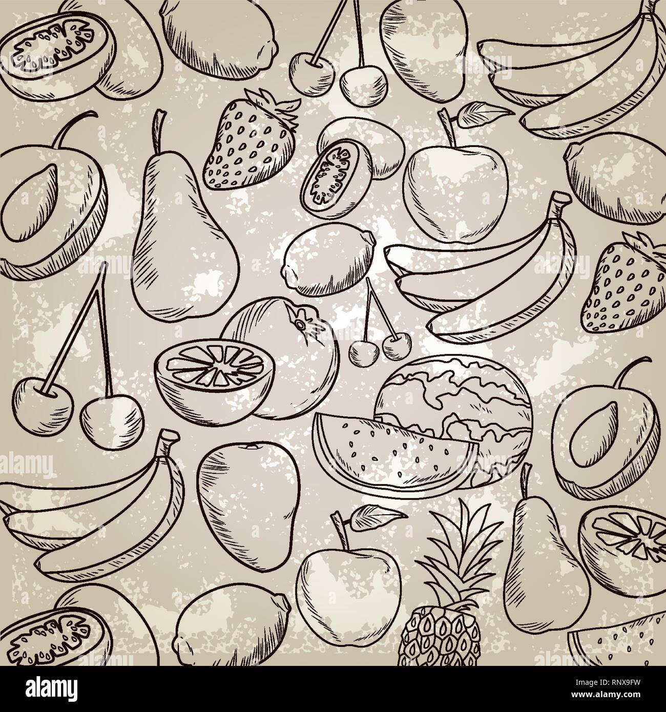 hand drawn fruits Stock Vector Image & Art - Alamy