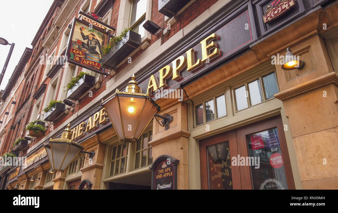 The Ape and Apple Pub in Manchester - MANCHESTER / ENGLAND - JANUARY 1 ...