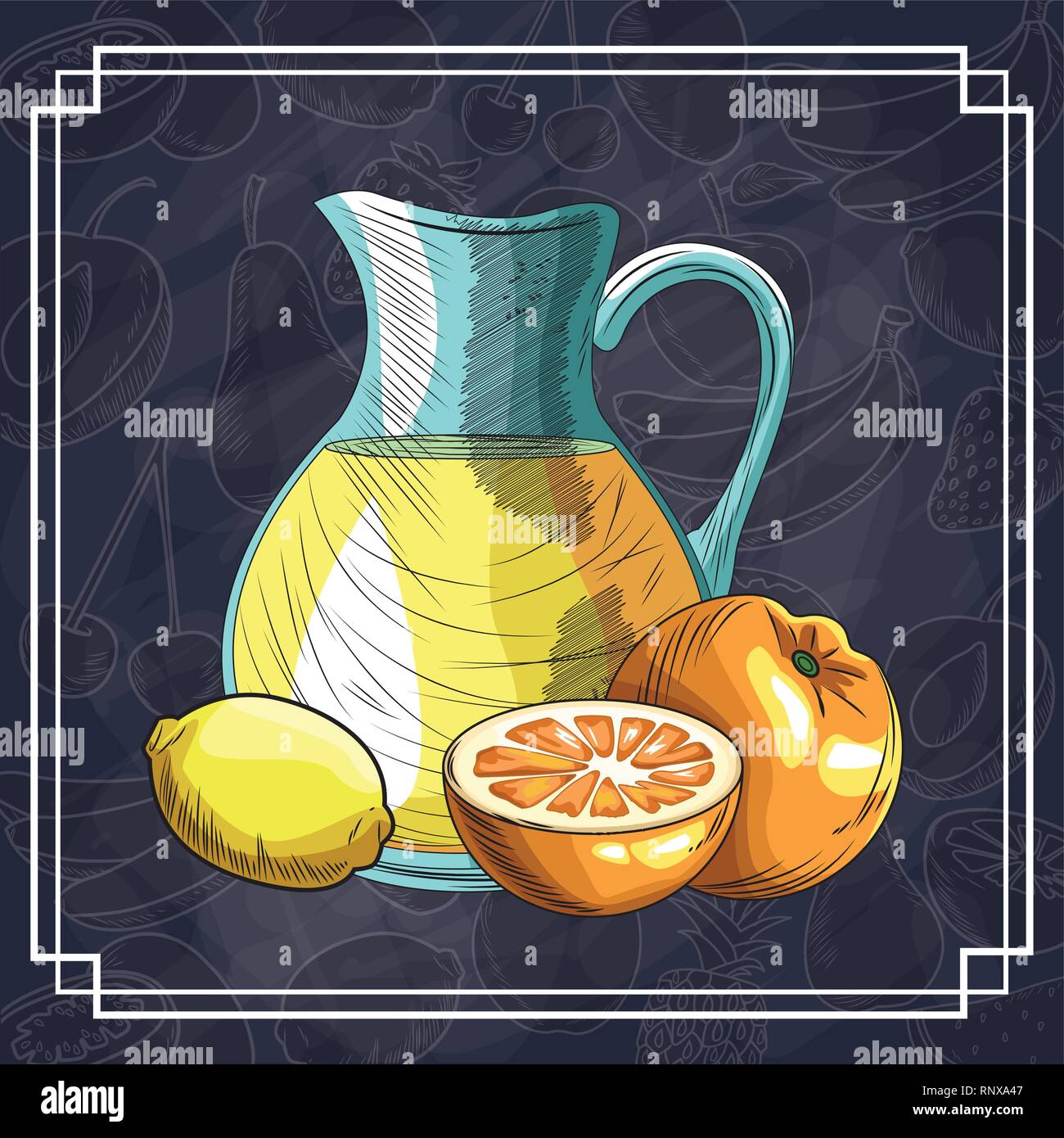 hand drawn fruits punch Stock Vector Image & Art - Alamy