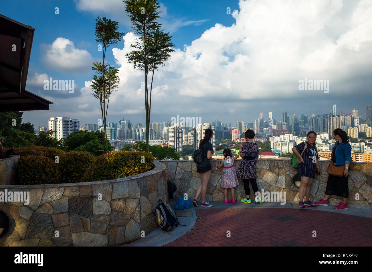 Tourist families at Mount Faber Park Overlook, Singapore Stock Photo ...