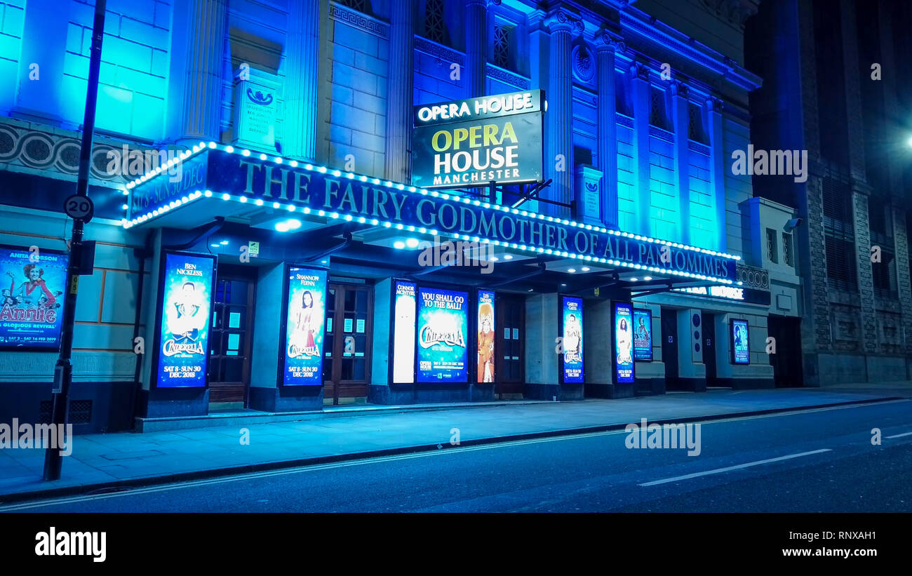 Opera House in Manchester by night - MANCHESTER / ENGLAND - JANUARY 1 ...