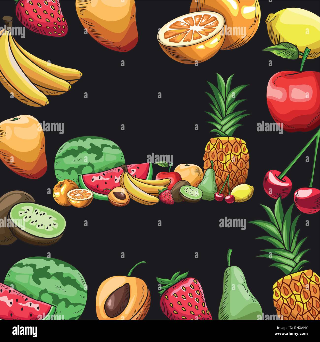 hand drawn fruits Stock Vector Image & Art - Alamy