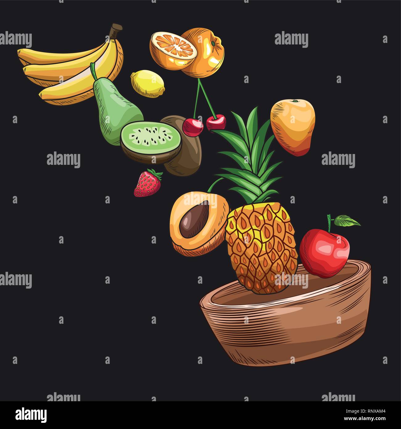 hand drawn fruits Stock Vector Image & Art - Alamy