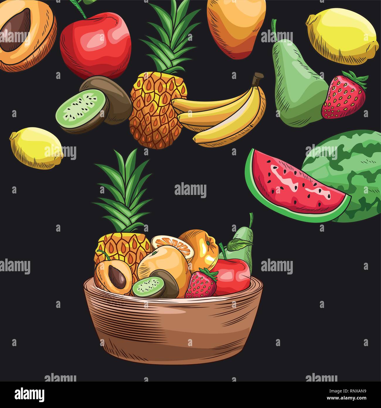 hand drawn fruits Stock Vector Image & Art - Alamy