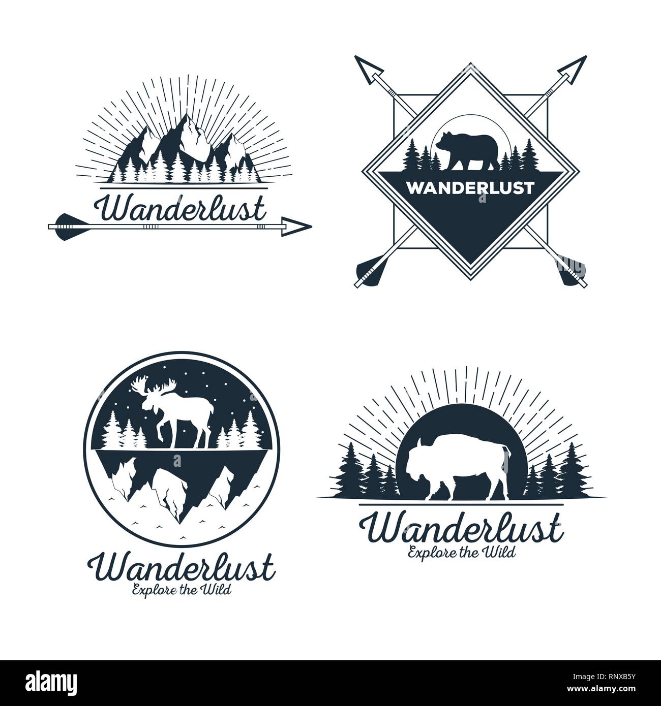 wanderlust adventure logo Stock Vector Image & Art - Alamy