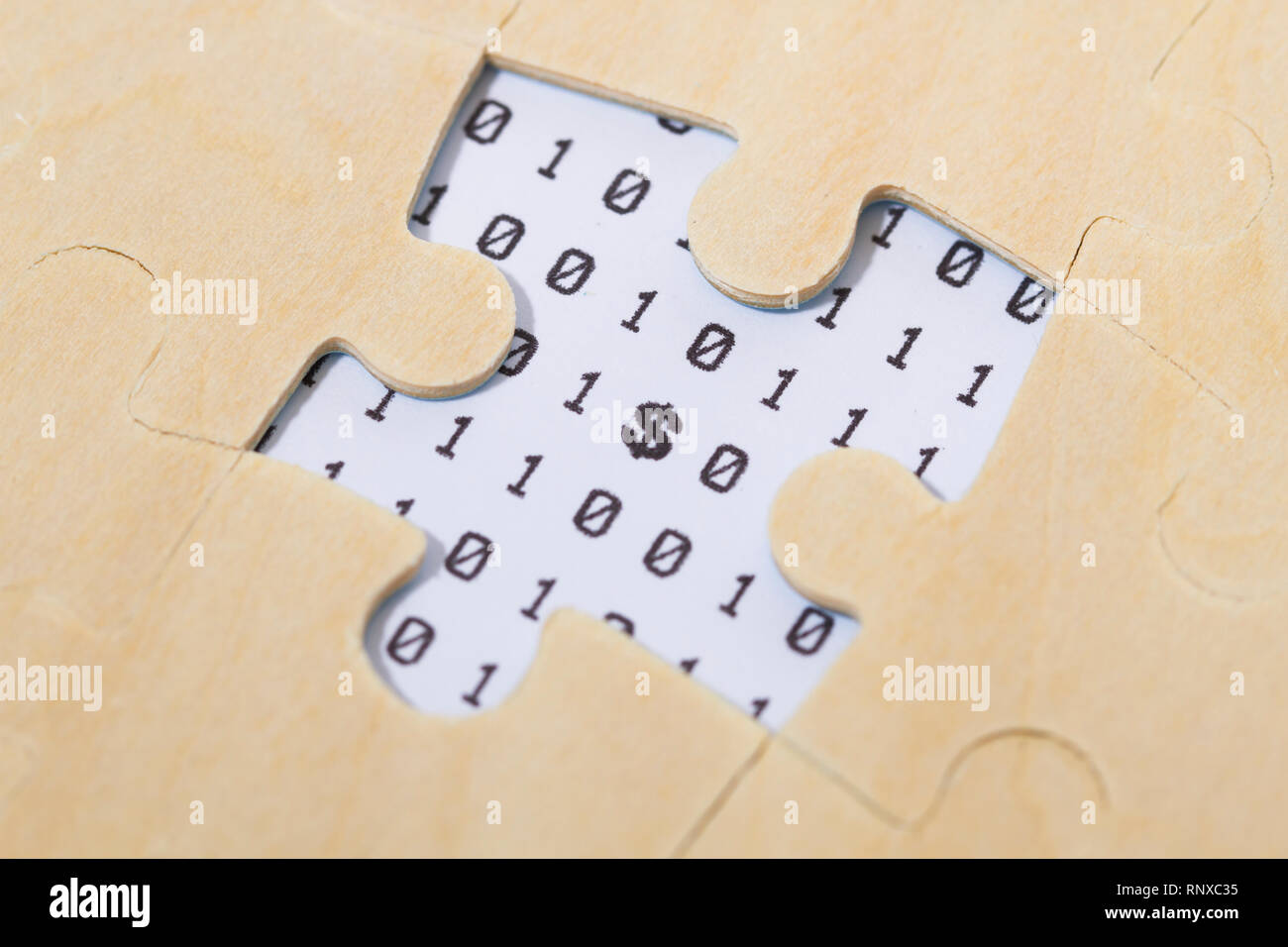 Puzzles with dollar codes, teamwork, information encryption Stock Photo ...
