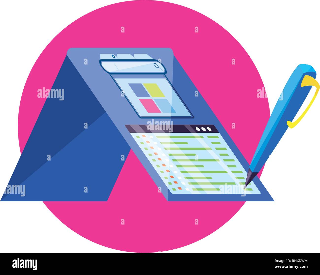 document with statistics graphic and pen ink vector illustration design ...