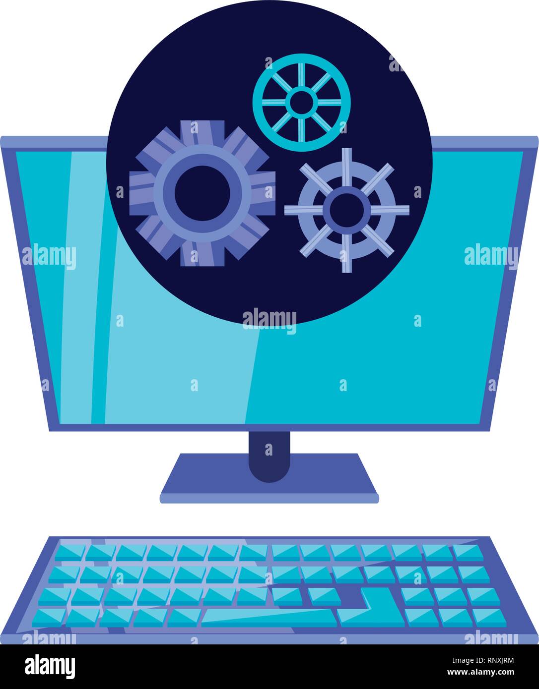 desktop computer with gears icon vector illustration design Stock ...