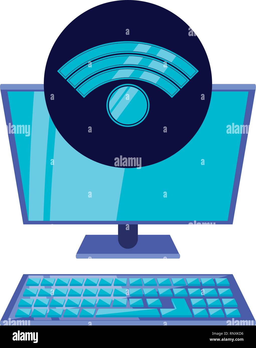 desktop computer with wifi signal vector illustration design Stock ...