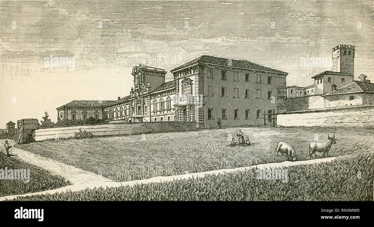 Castello di Rivara xilografia Stock Photo - Alamy