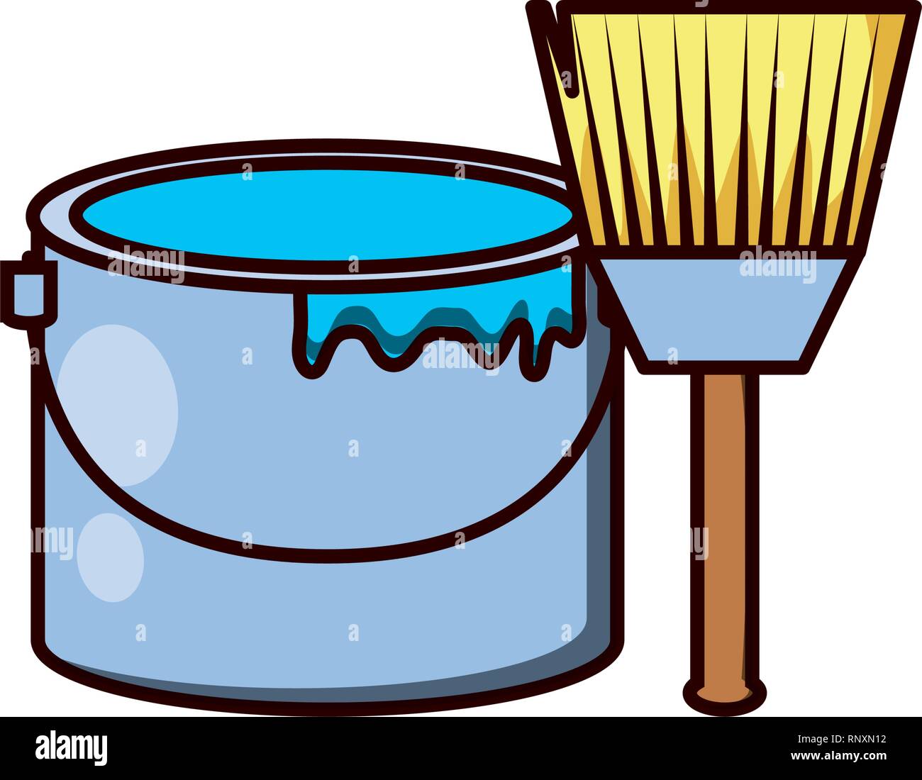 paint brush tool with paint pot vector illustration design Stock Vector ...