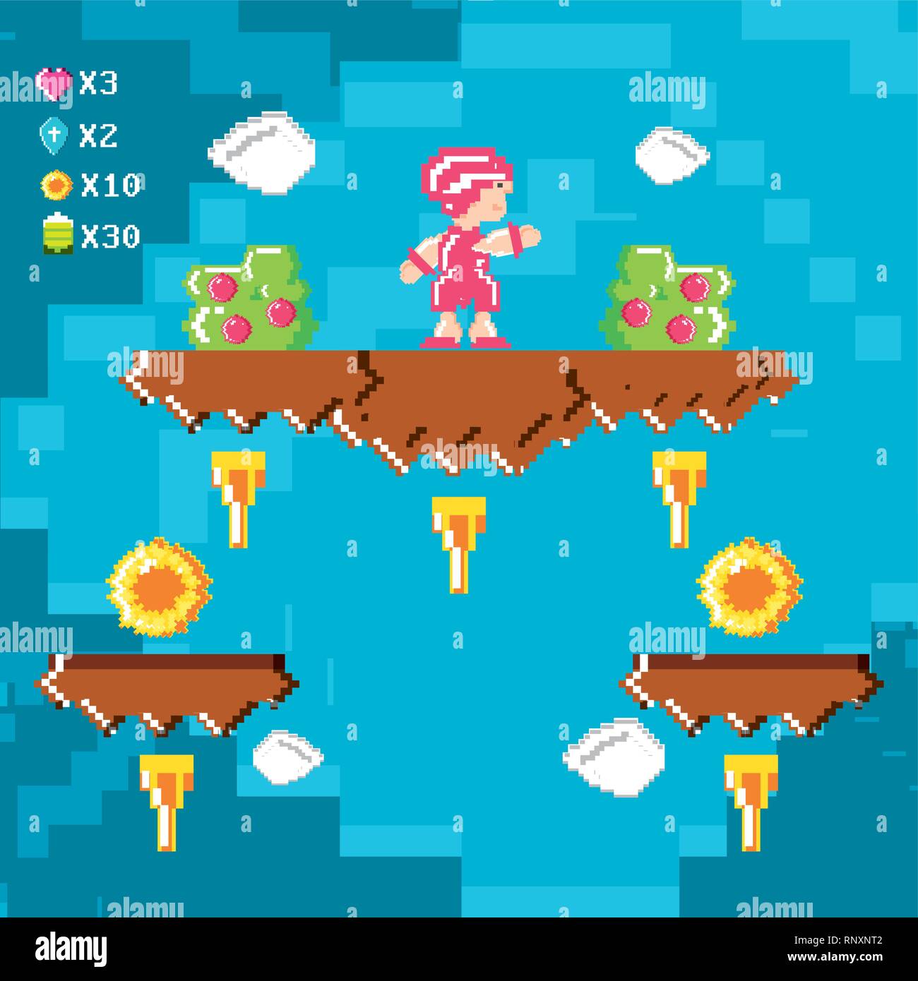 classic video game scene with warrior vector illustration design Stock ...