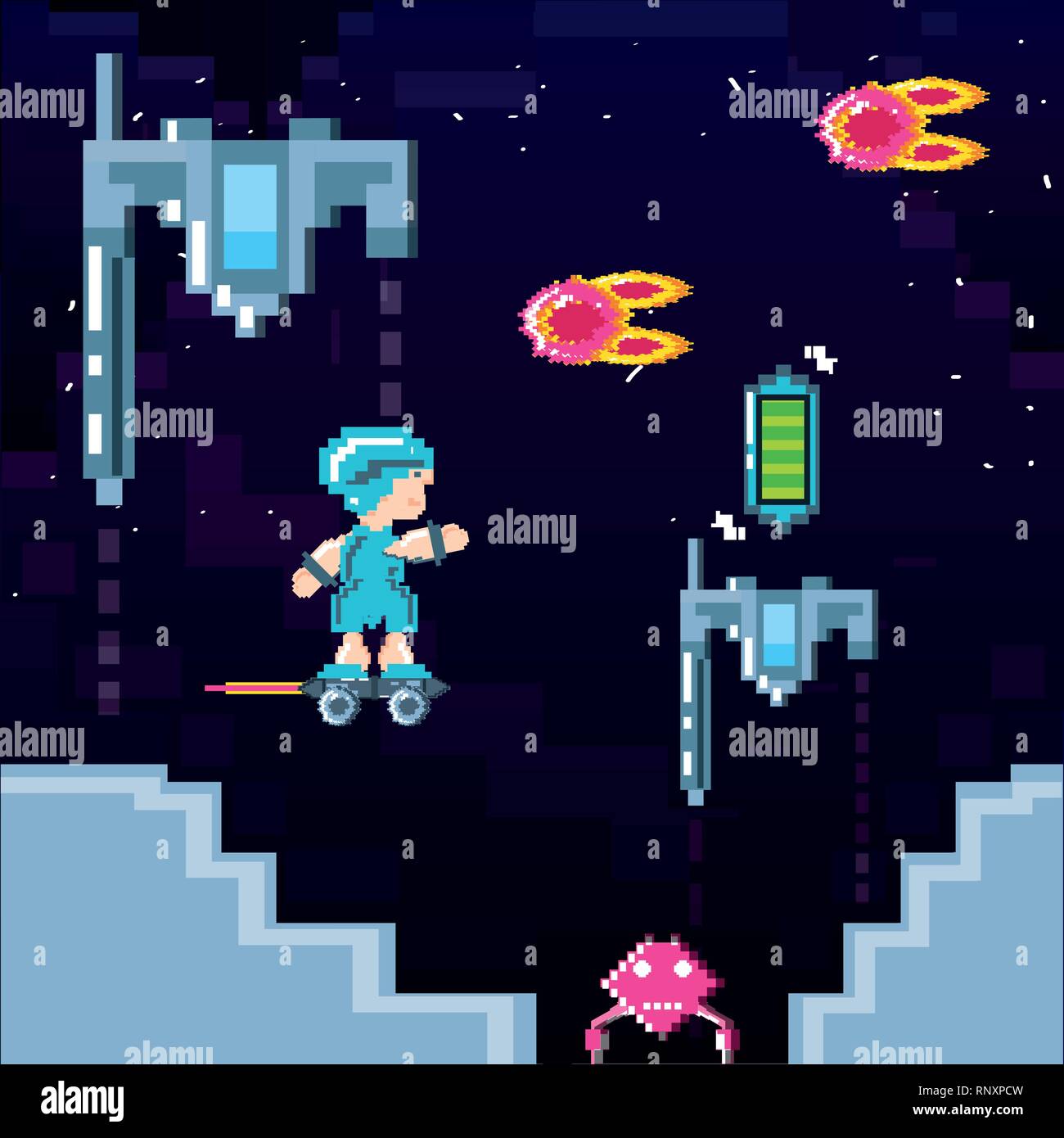 classic video game scene with warrior vector illustration design Stock ...