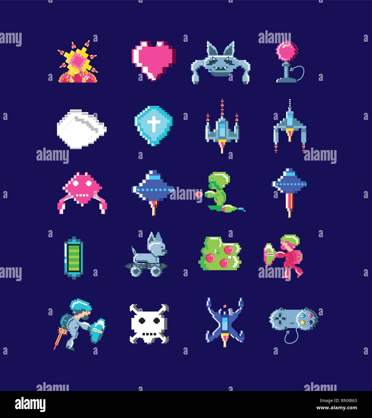 classic video game set icons vector illustration design Stock Vector ...