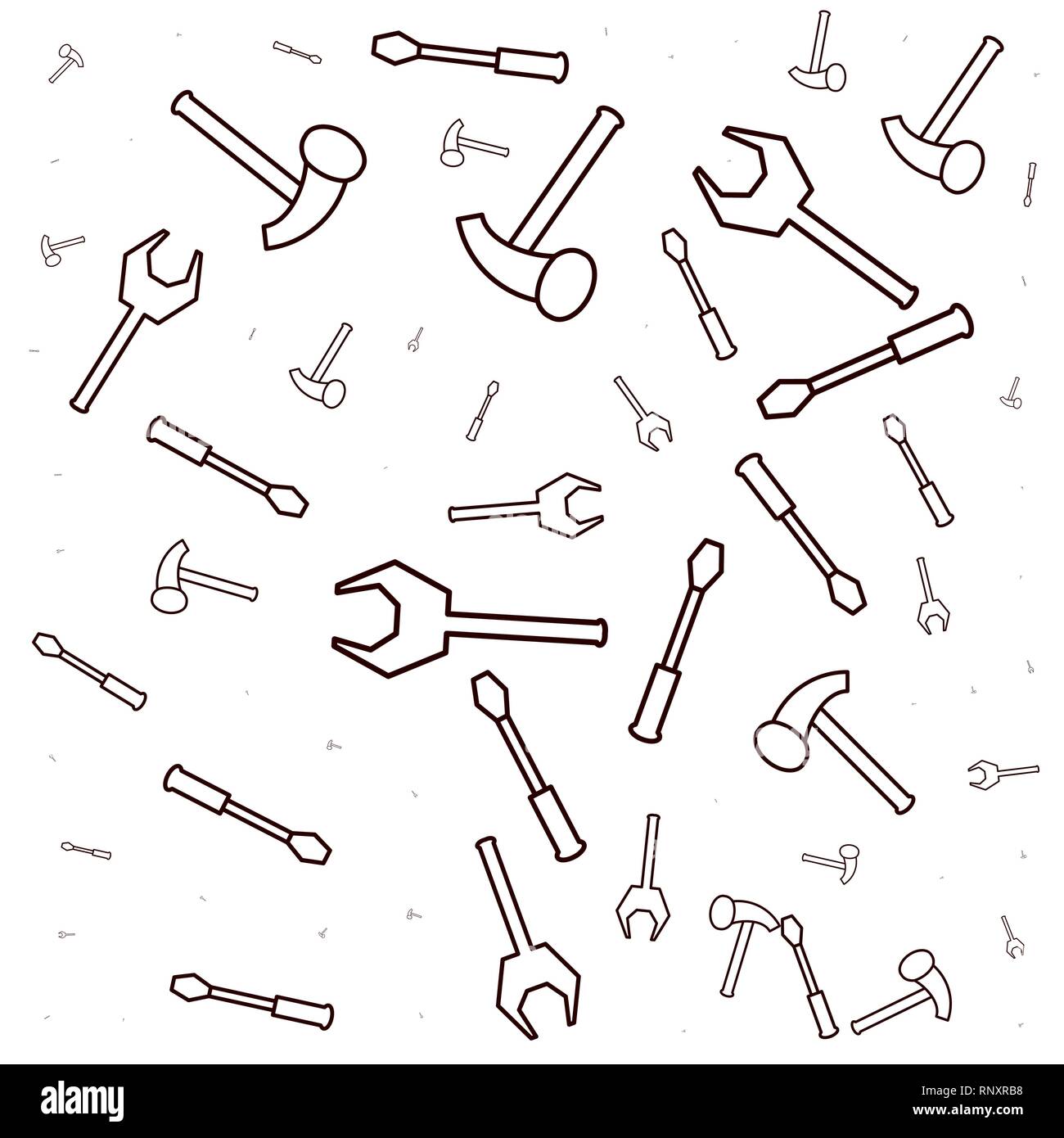 pattern of hammer and tools vector illustration design Stock Vector ...