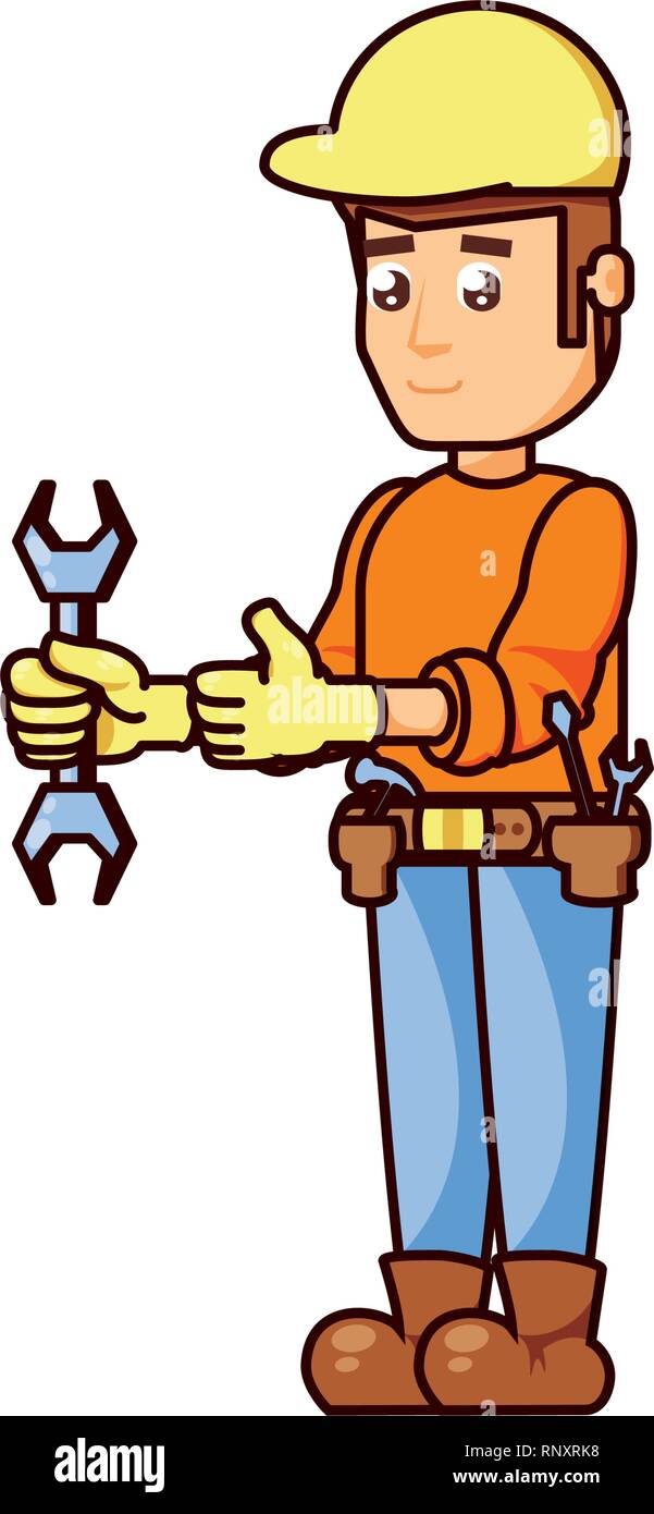 construction worker with wrench tool vector illustration design Stock ...