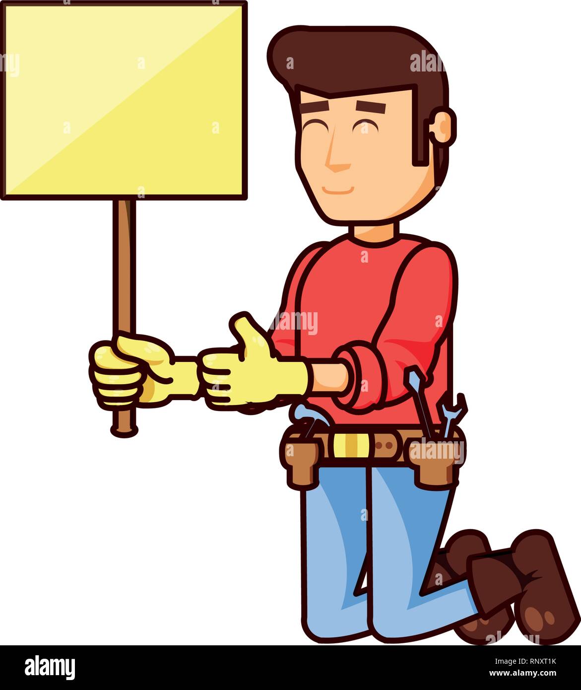 construction worker with banner signal vector illustration design Stock ...