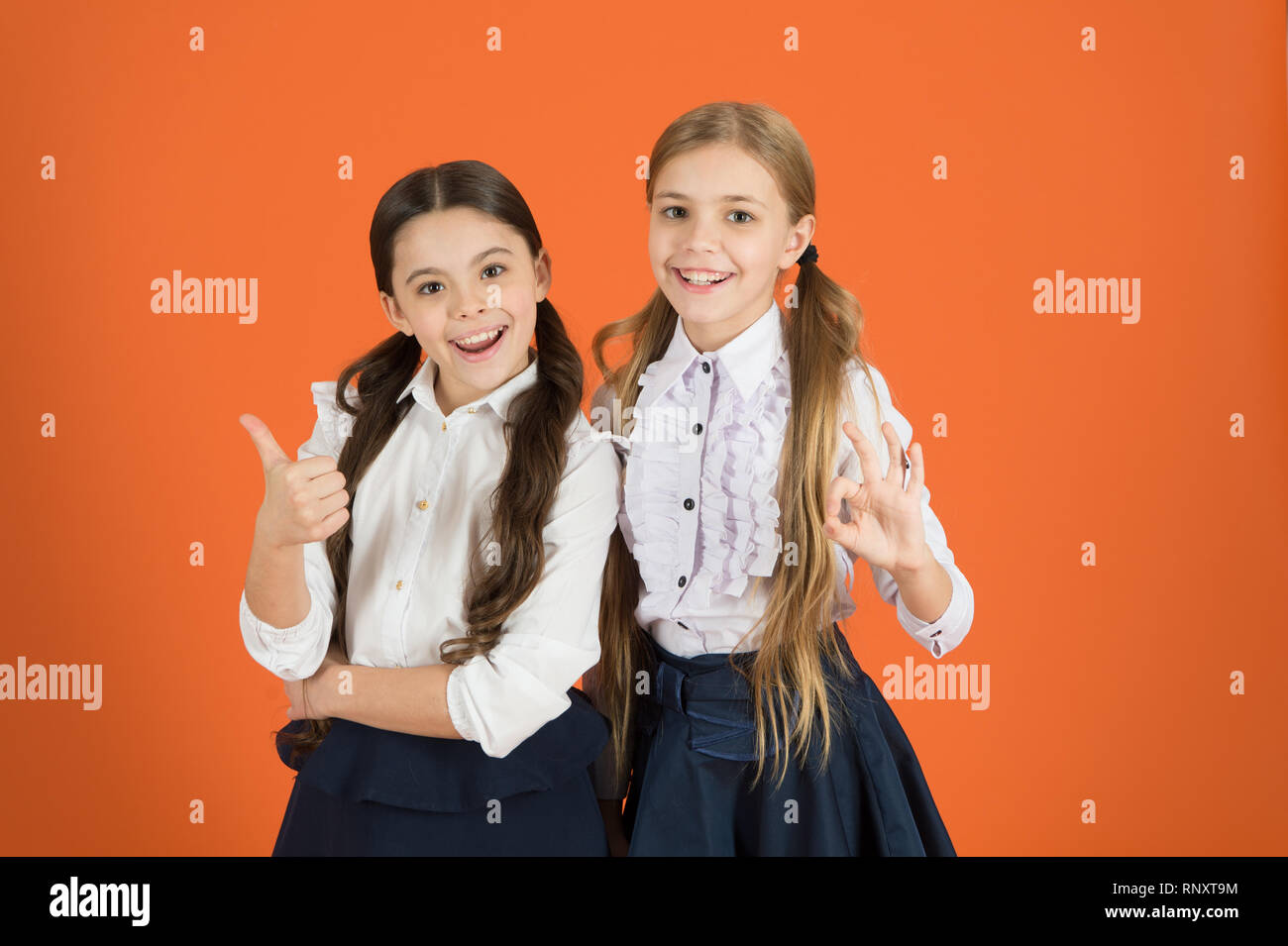 School friendship concept. Cheerful children. Motivation studying with ...