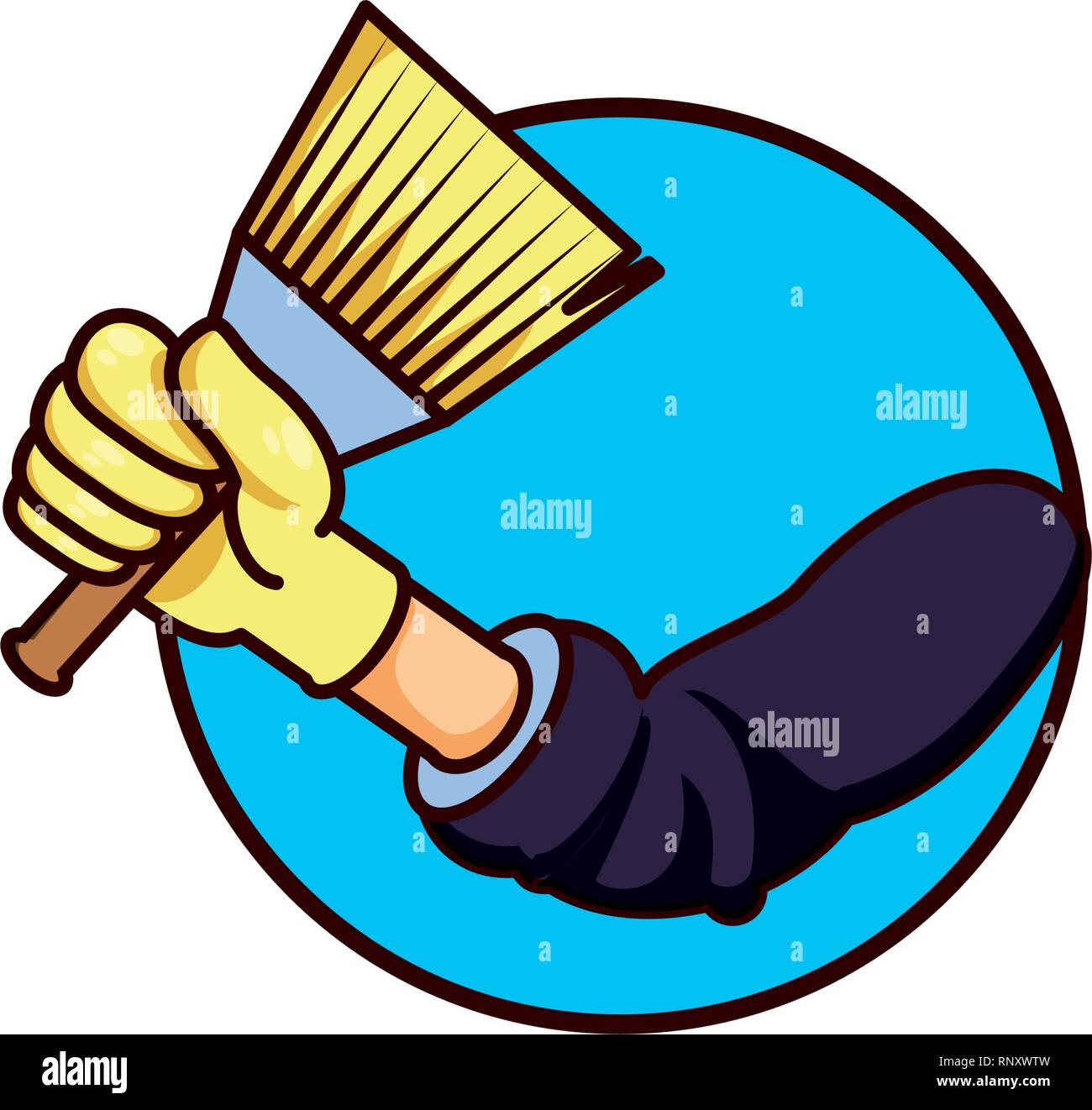hand construction worker with paint brush vector illustration design ...