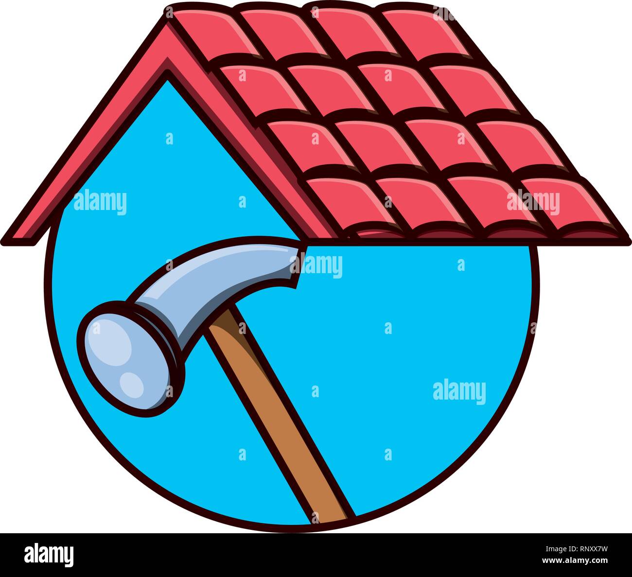 hammer tool with roof isolated icon vector illustration design Stock ...