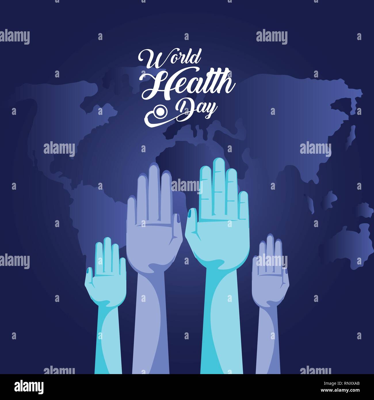 world health day card with hands up vector illustration design Stock ...