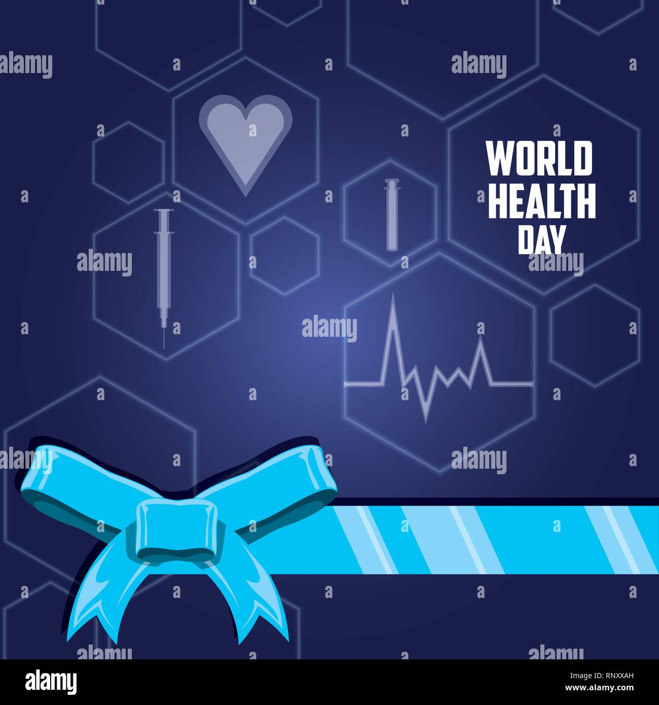 world health day card with bow ribbon vector illustration design Stock ...