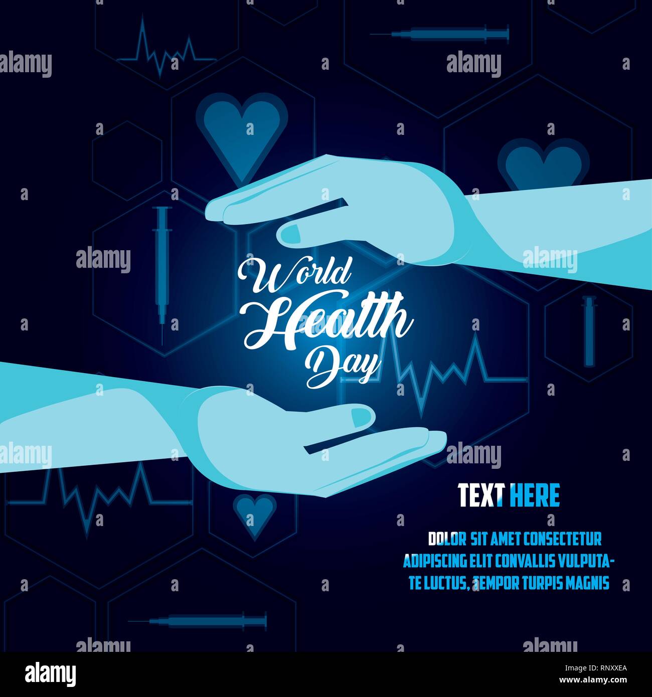 world health day card with hands vector illustration design Stock ...