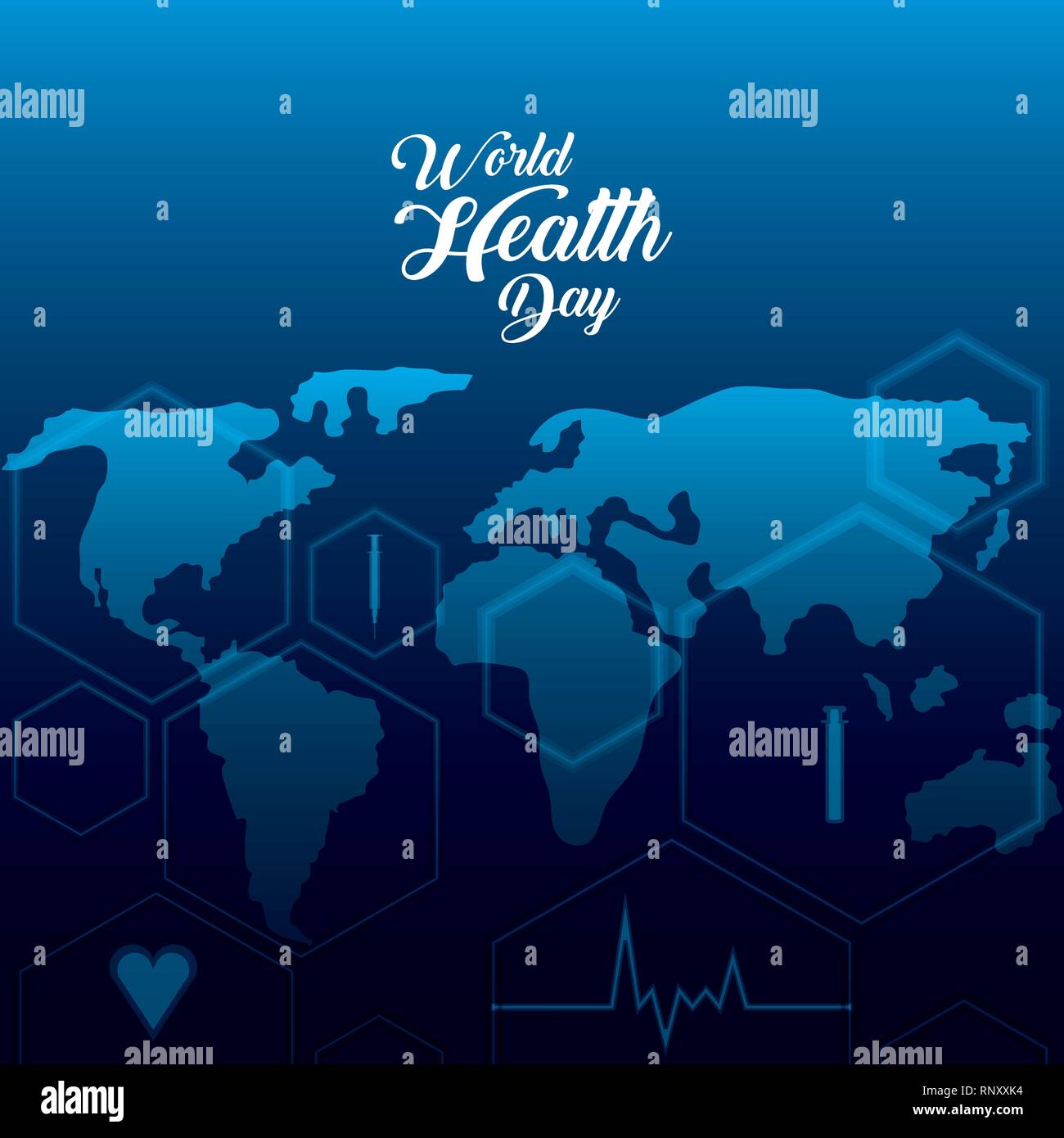 world health day card with map vector illustration design Stock Vector ...