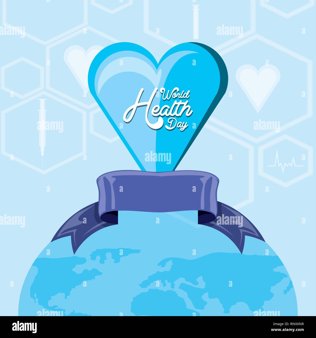 world health day card with heart vector illustration design Stock ...