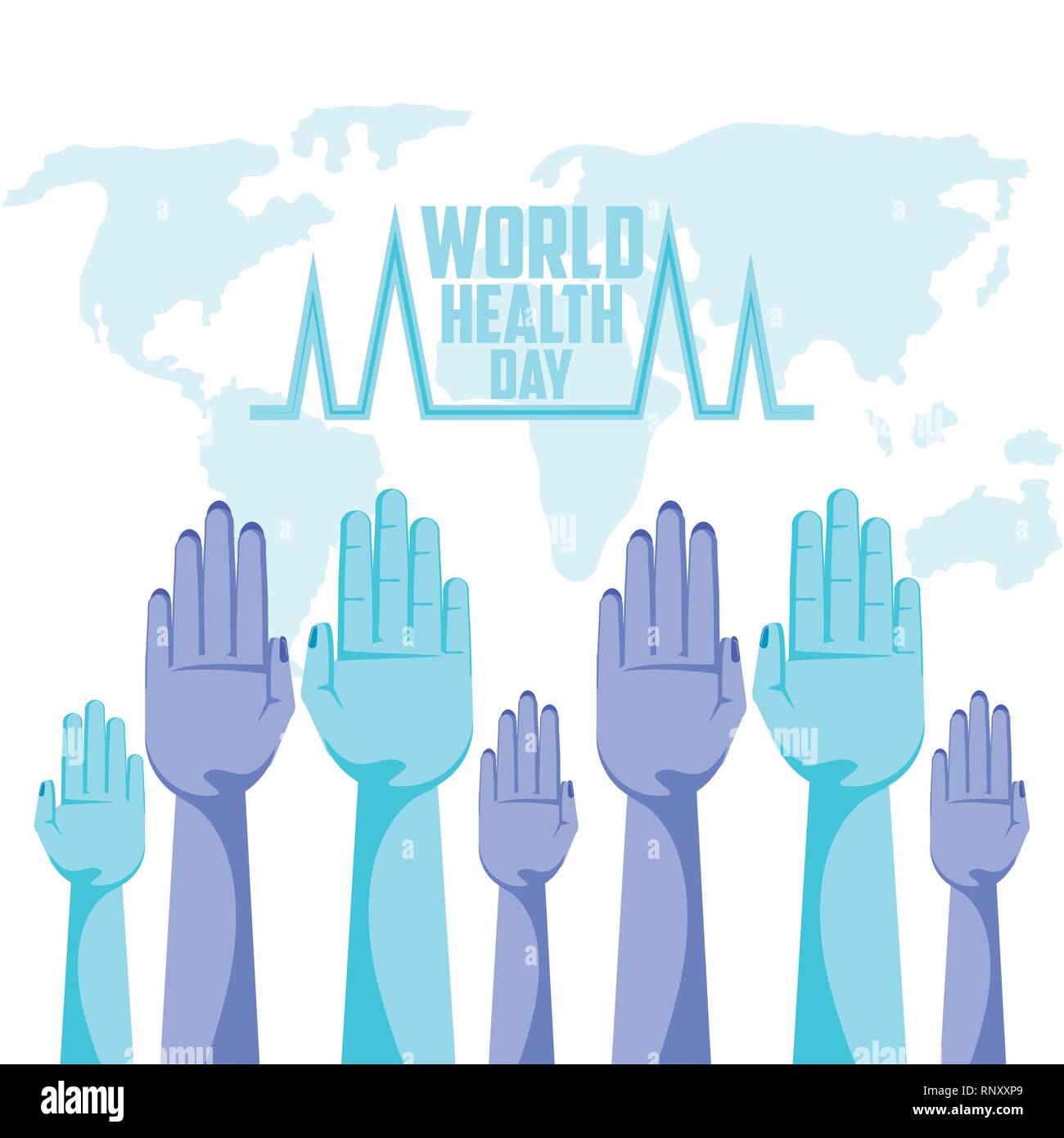 world health day card with hands up vector illustration design Stock ...
