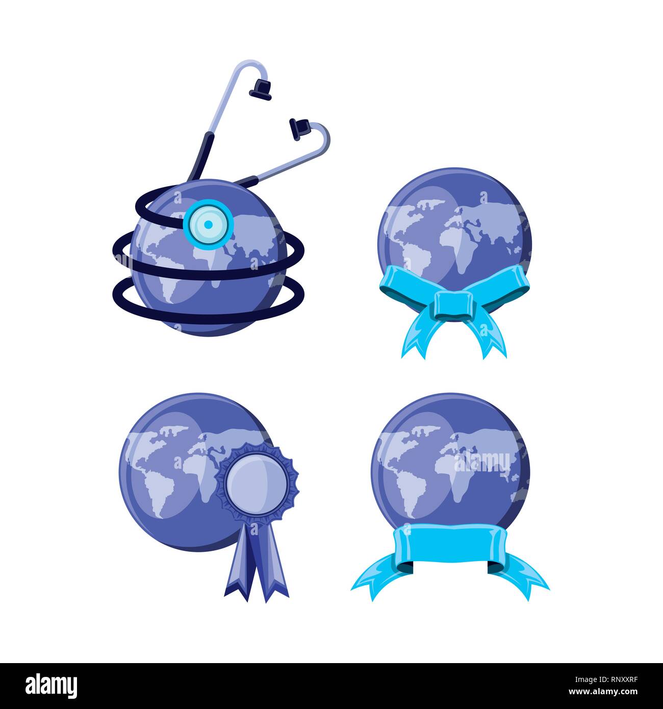set world planet earth and stethoscope vector illustration design Stock ...