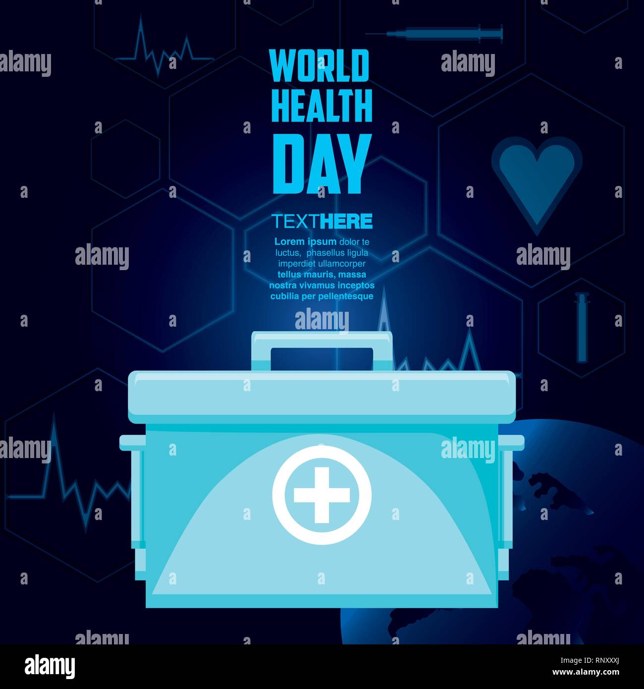 world health day card with first aid kit vector illustration design ...