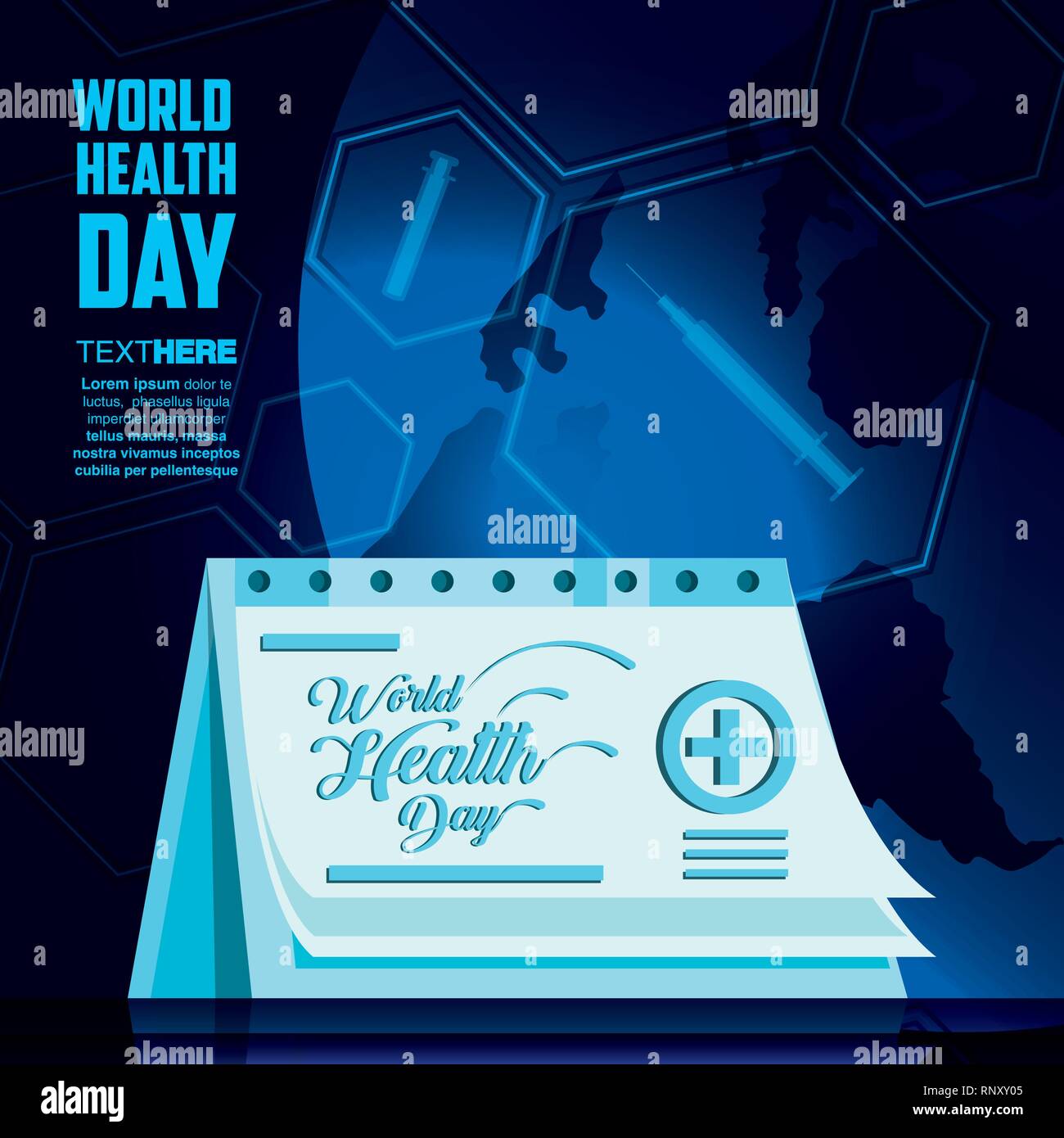 world health day card with calendar reminder vector illustration design ...