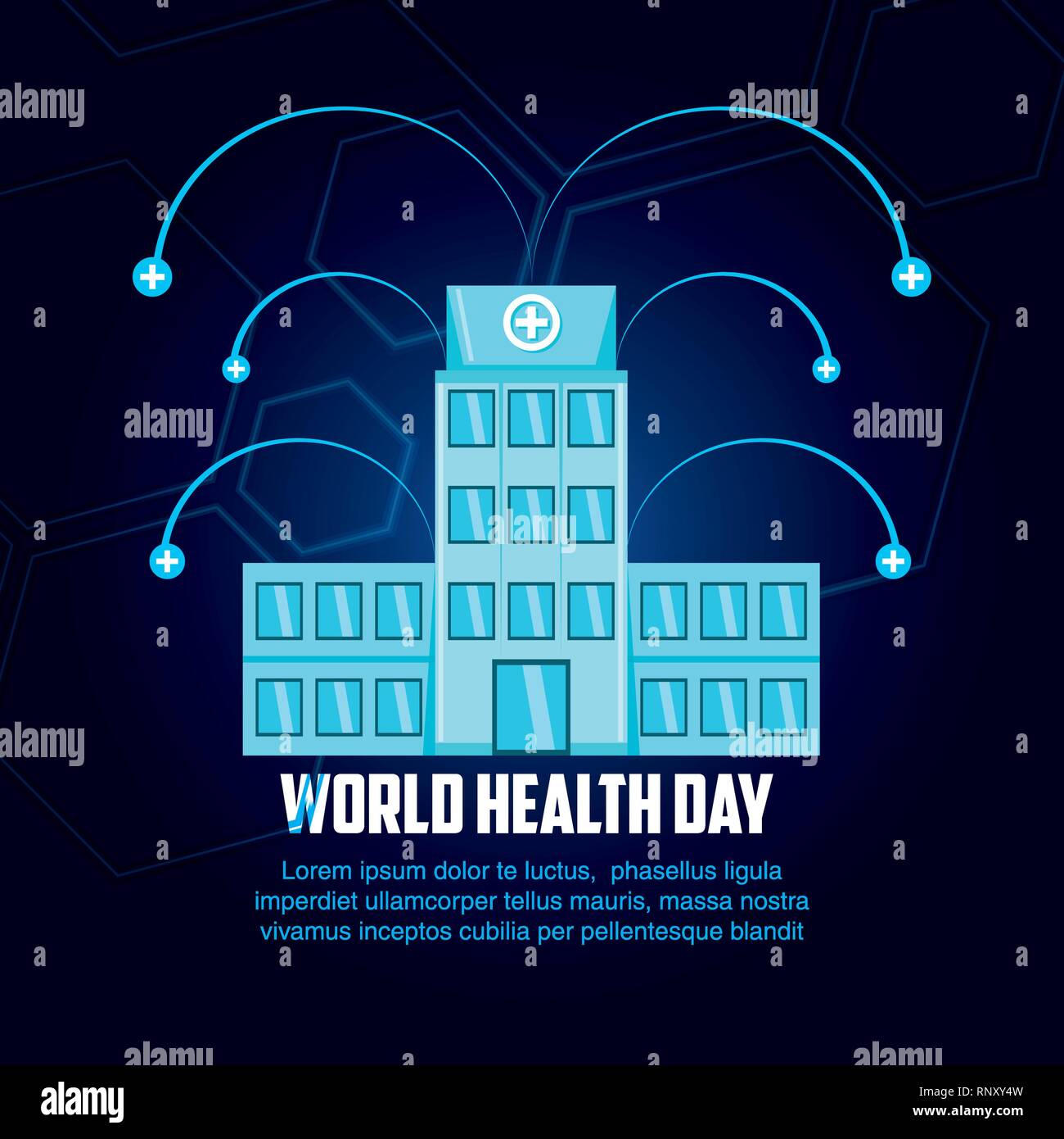 world health day card with hospital structure vector illustration ...