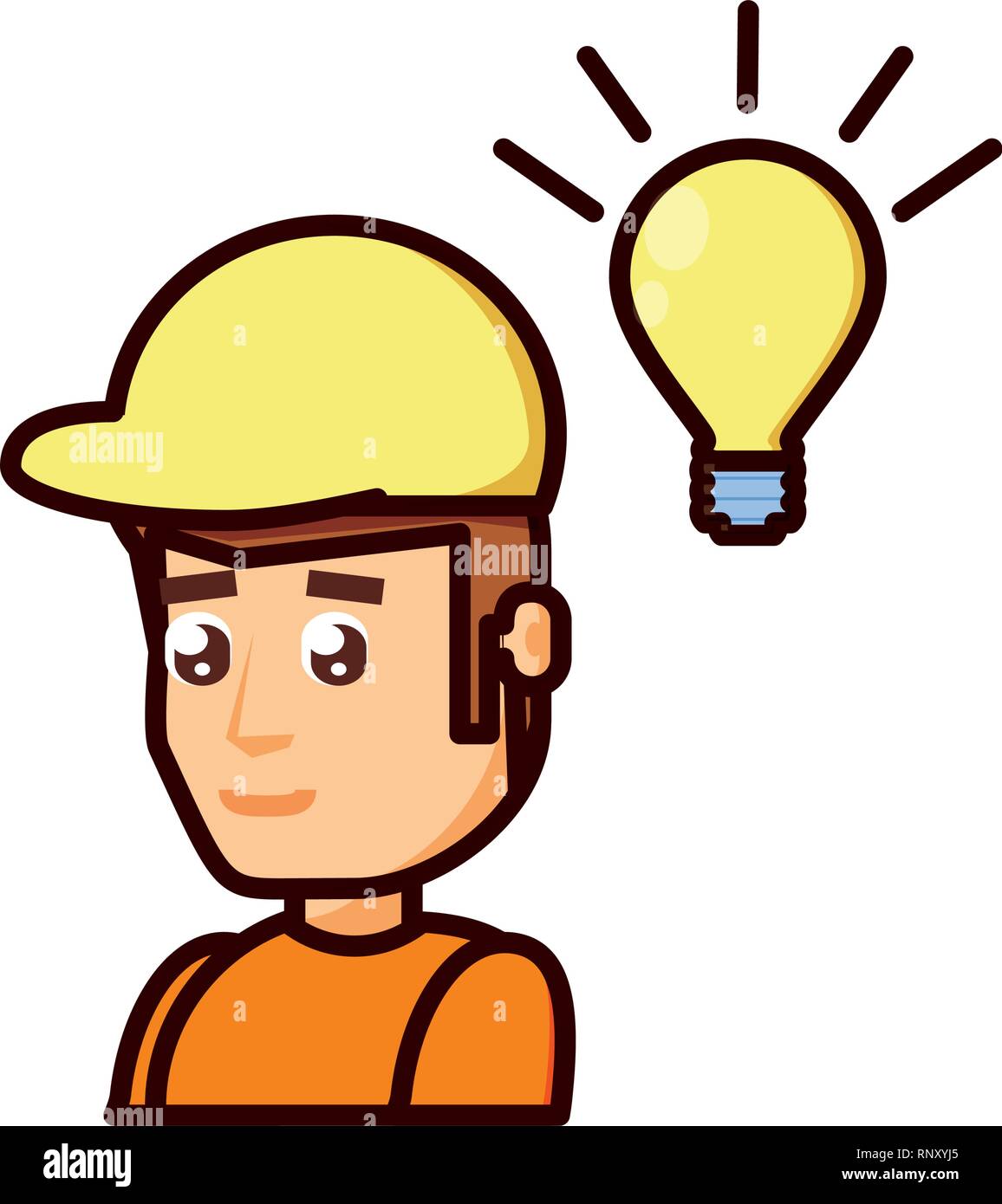 construction worker with light bulb vector illustration design Stock ...
