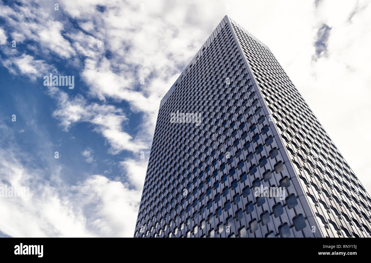 Paris, France -September 30, 2017: Skyscraper building of steel facade ...