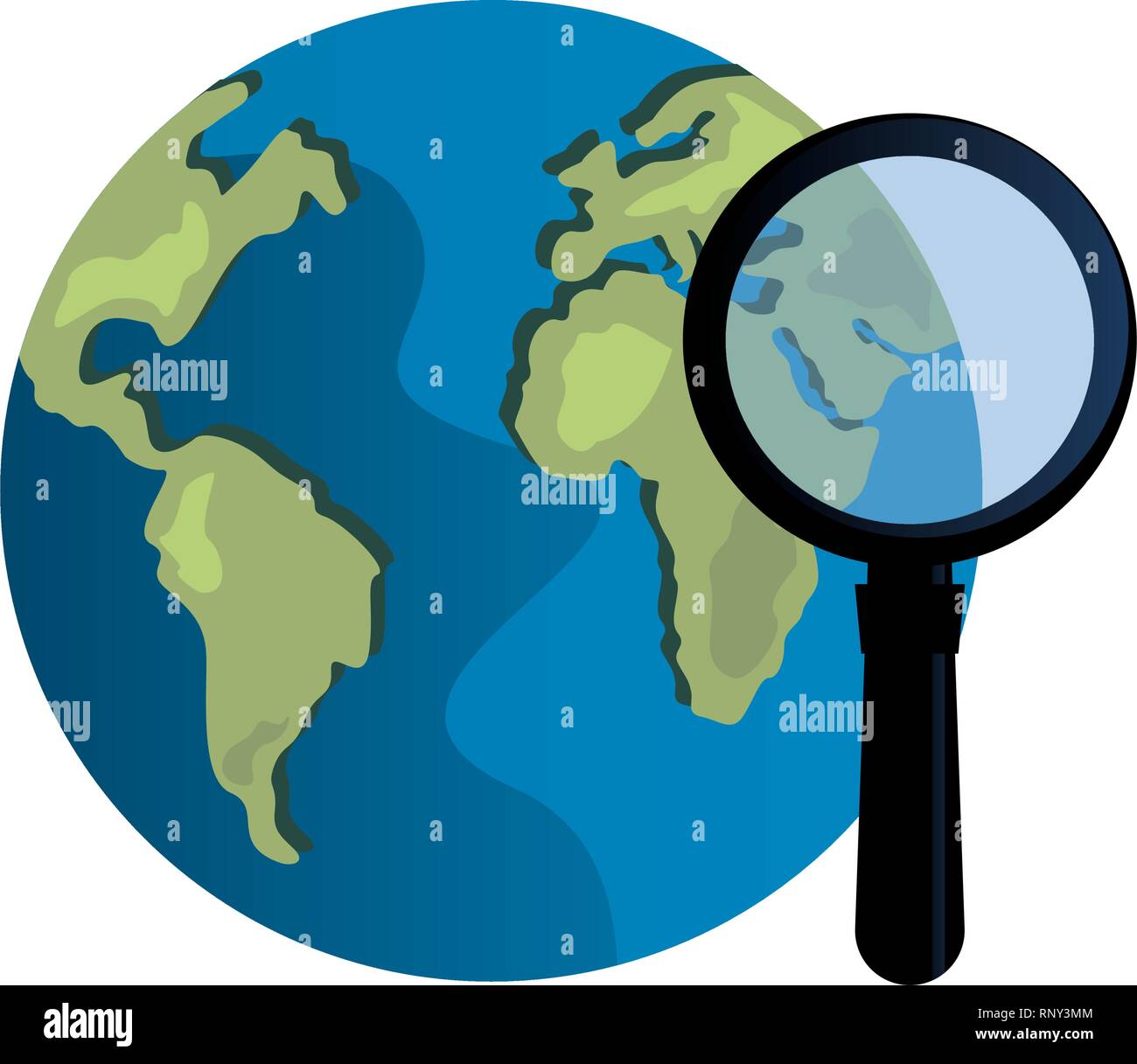 world magnifying glass copyright protection vector illustration Stock ...