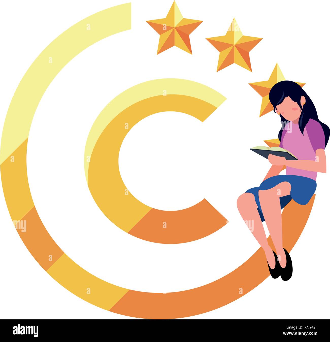 woman with book copyright intellectual symbol vector illustration Stock ...
